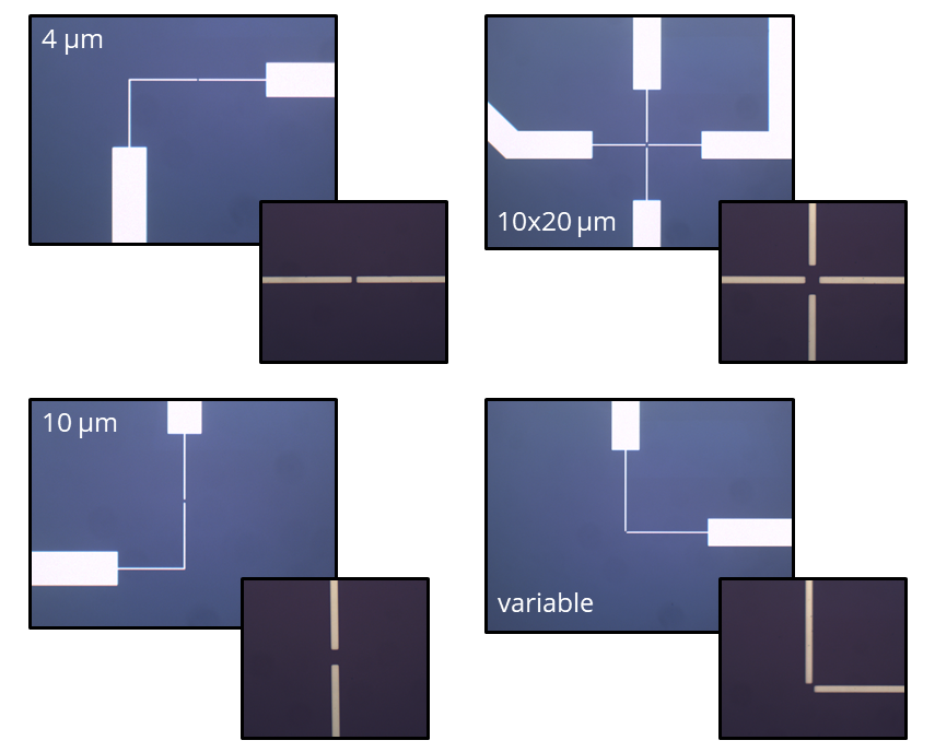 FET Test Chips, Optimized for 2D Materials | Platinum | Ossila
